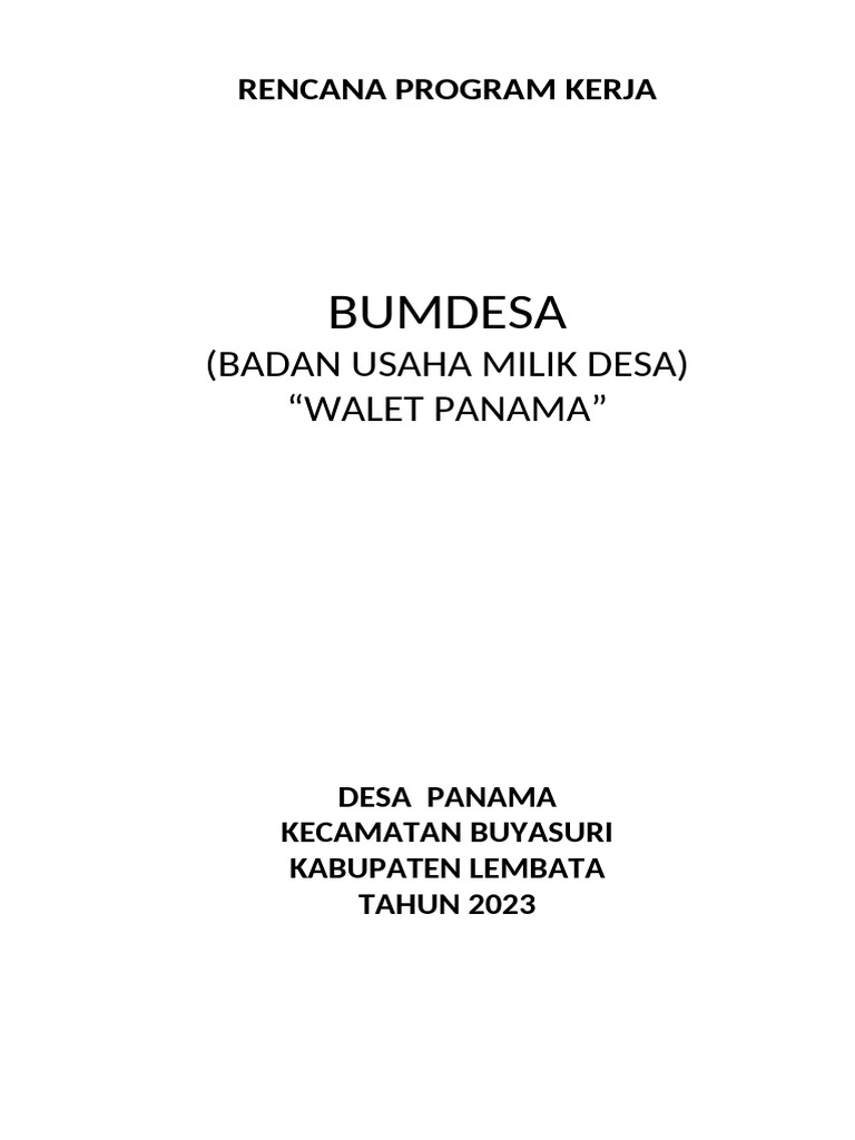 4. PROGRAM KERJA BUMDESA WALET PANAMA | PDF