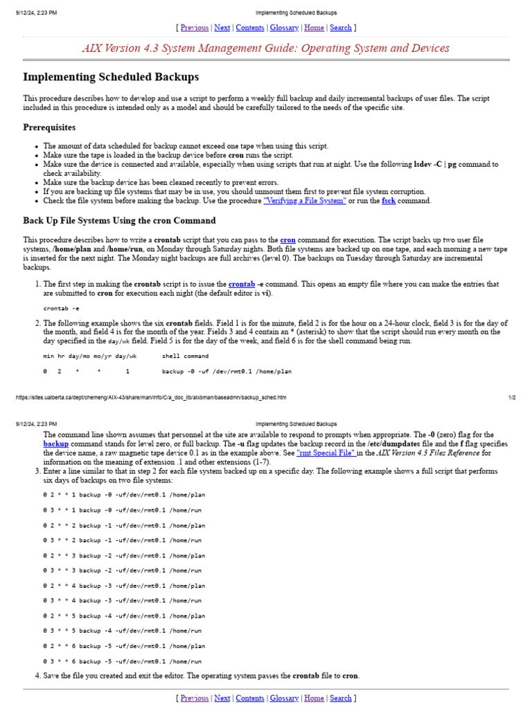 Implementing Scheduled Backups | PDF