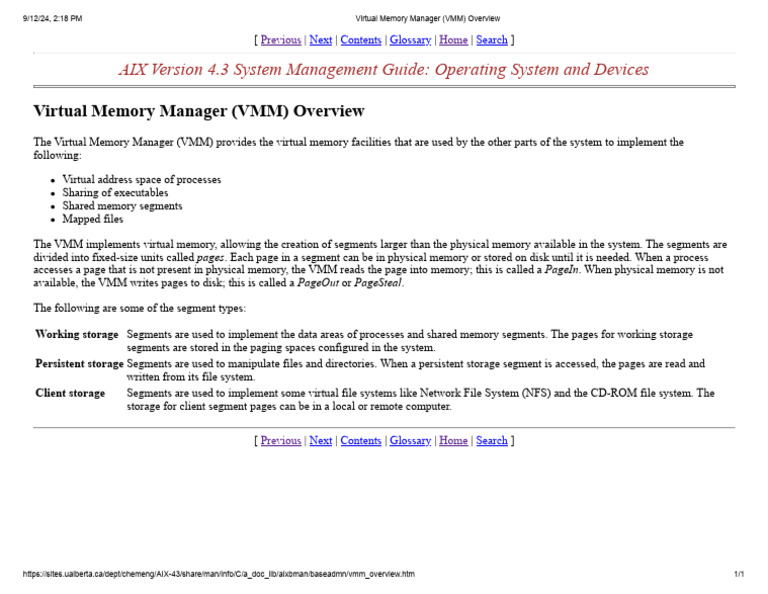 Virtual Memory Manager (VMM) Overview | PDF