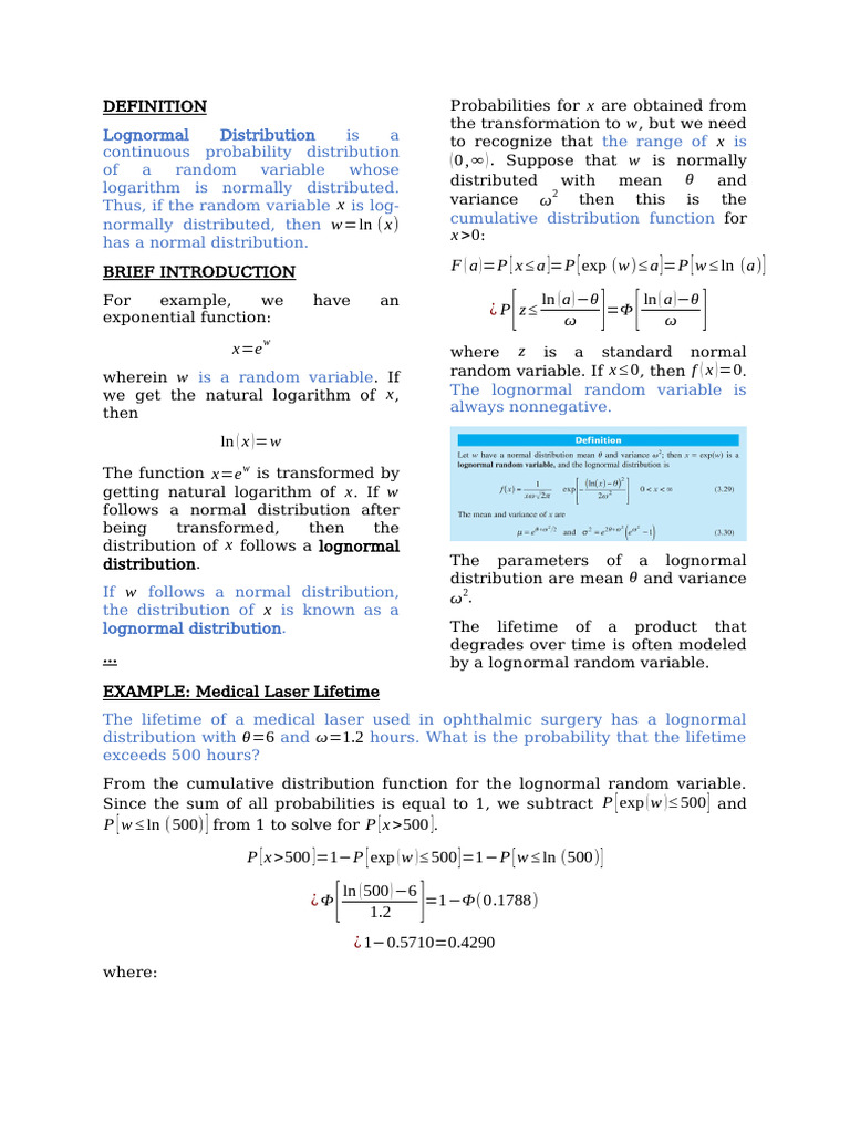 Lognormal Distribution - Reporting | PDF