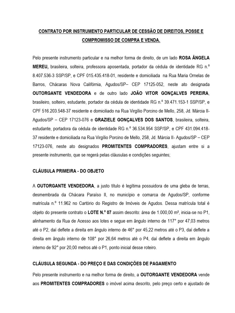 Contrato de Compra e Venda PR Novais | PDF