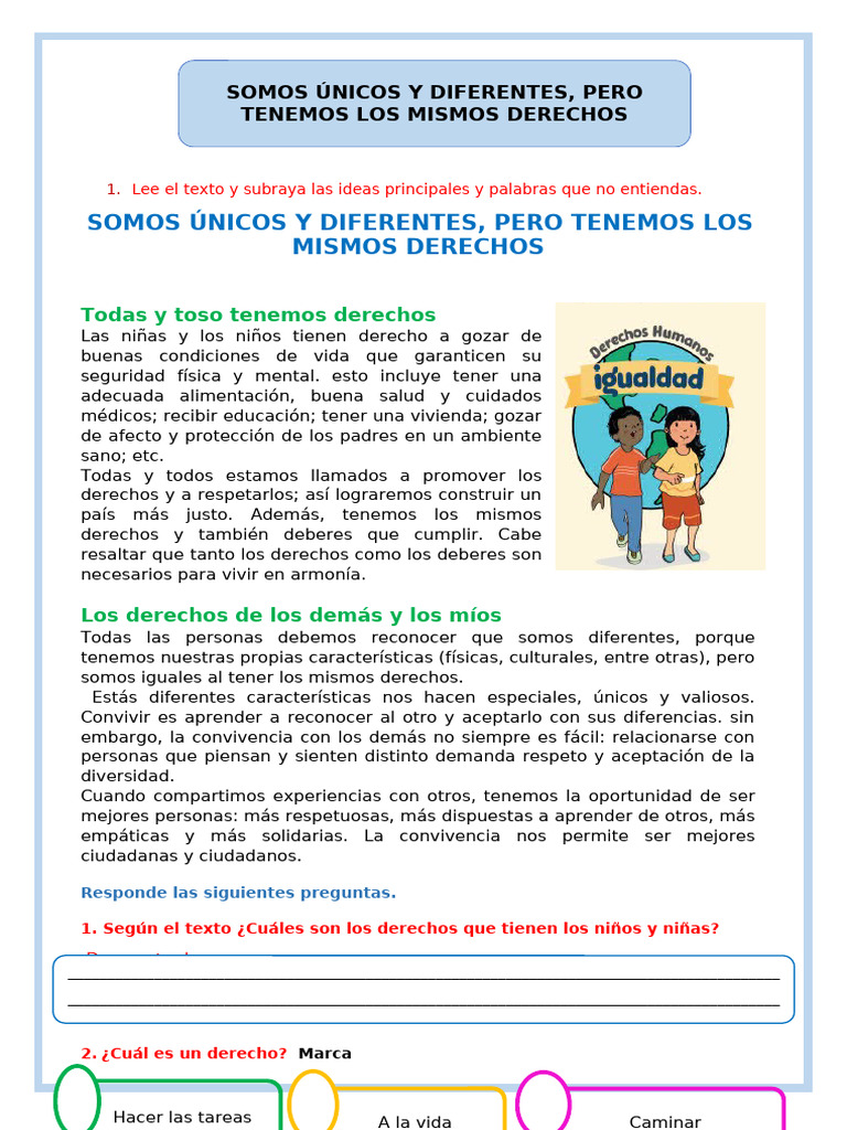 Ficha Tuto Lunes 16 Somos Unicos y Diferentes FB Maestras de Primarias ...