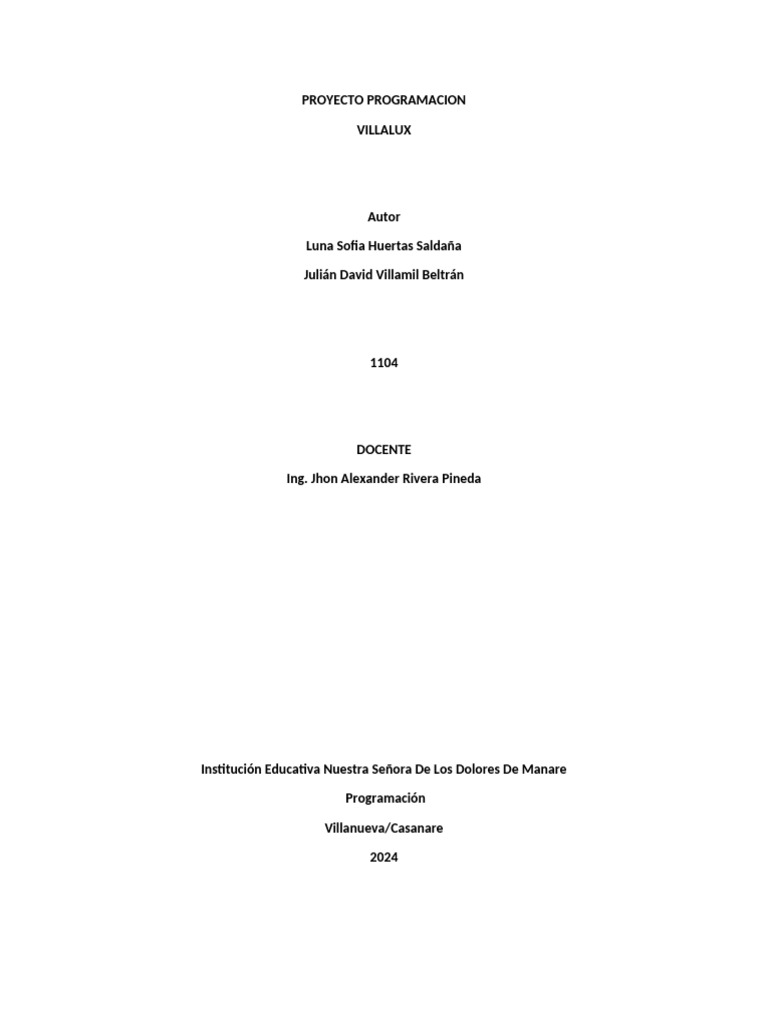 PROYECTO PROGRAMACION | PDF