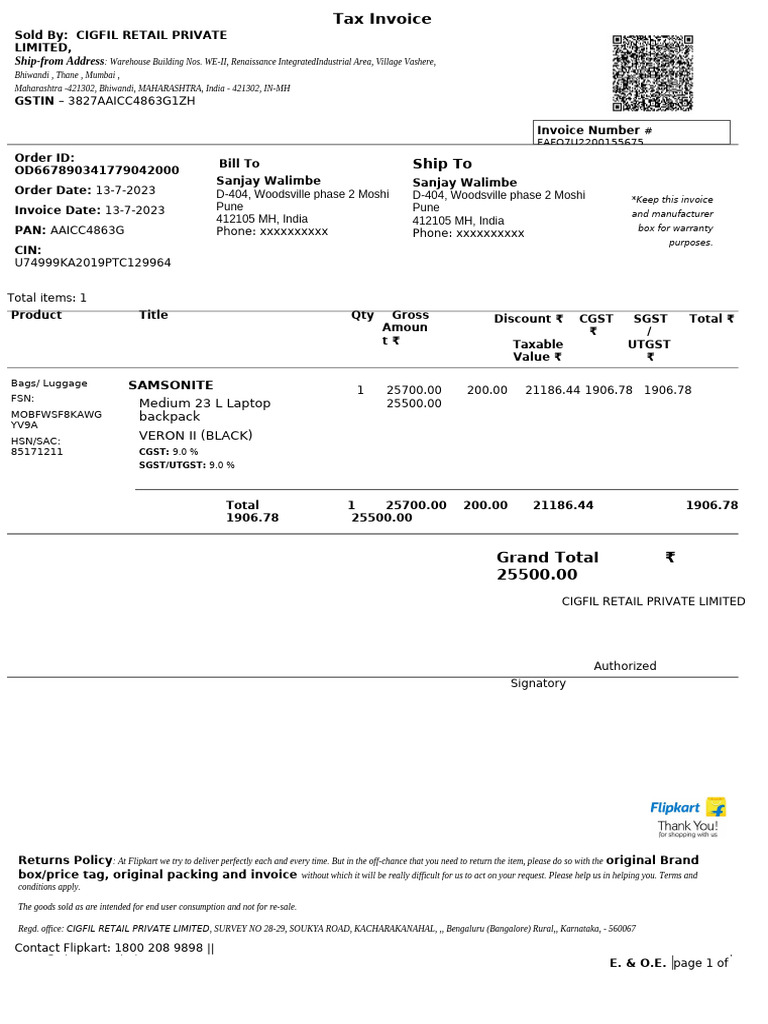 Bag Bill Invoice 2 | PDF