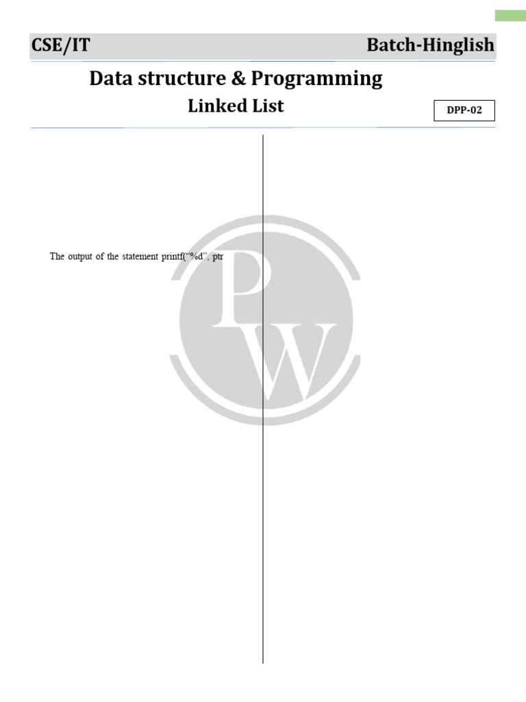 Linked List - DPP 02 (Of Lec 03) | PDF | Pointer (Computer Programming) | Software Development