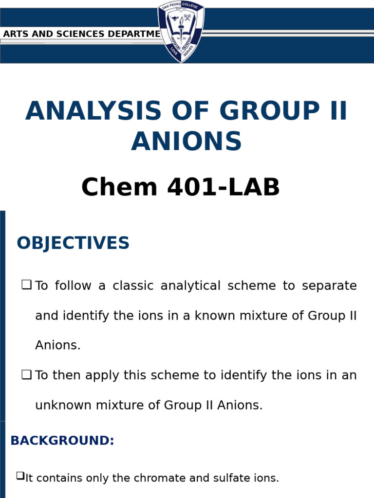 EXPERIMENT 5 - Analysis of Group II Anions | PDF