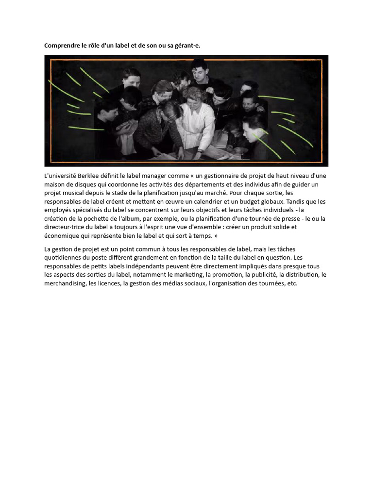 Comprendre Le Rôle D'un Label Et de Son Ou Sa Gérant e | PDF
