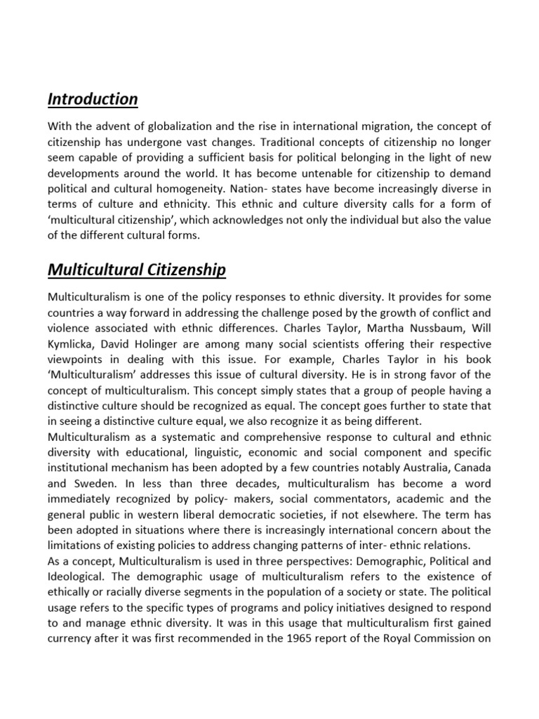 Multicultural Citizenship PDF | PDF