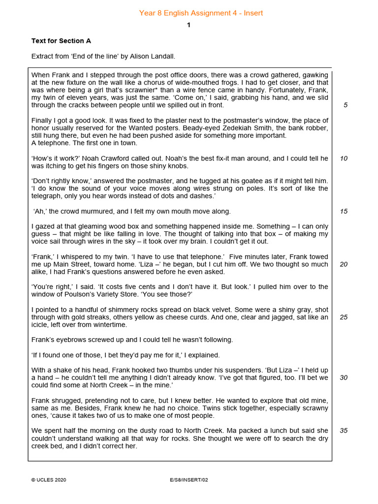 Year 8 English 2022 Assignment 4 - Insert | PDF