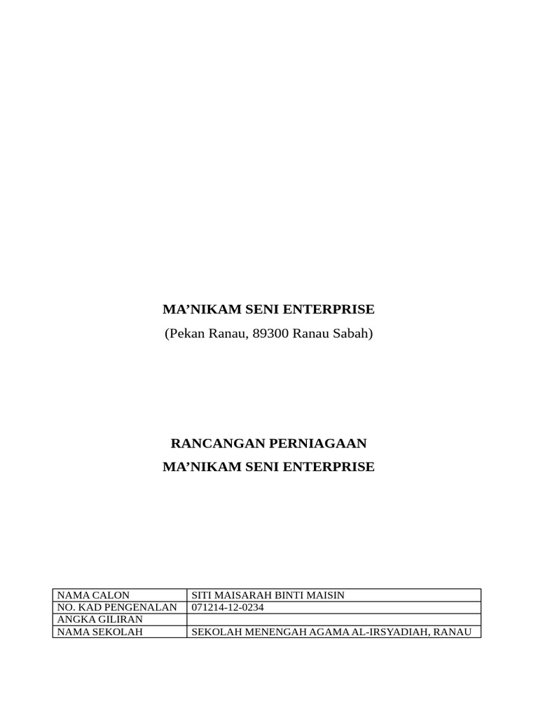 Kk Perniagaan 2024 - Oha | PDF