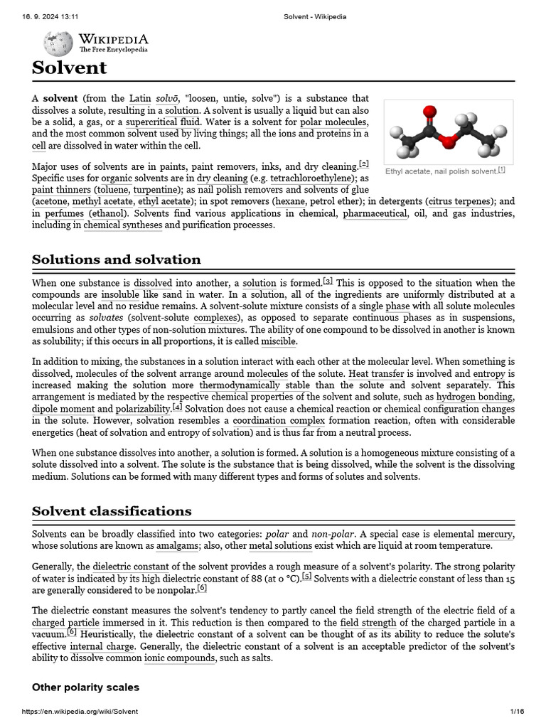 Solvent - Wikipedia | PDF