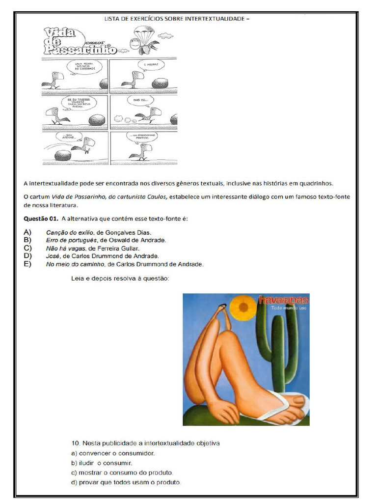 Atividade Intertextualidade | PDF