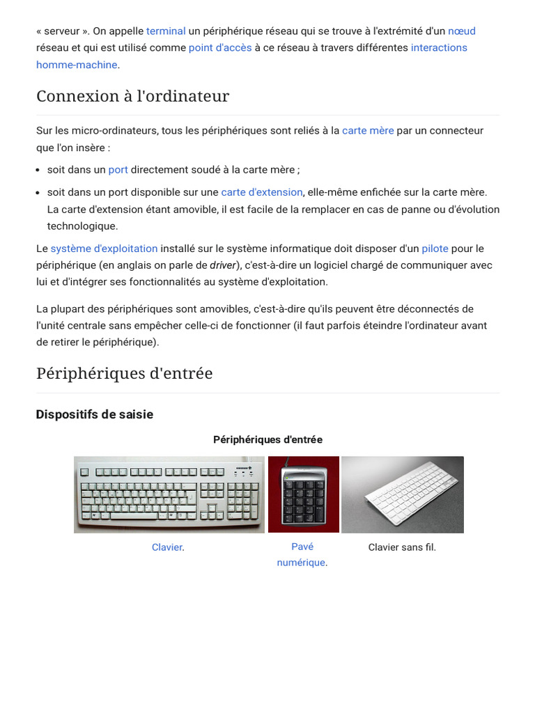 Périphérique Informatique - Wikipédia | PDF
