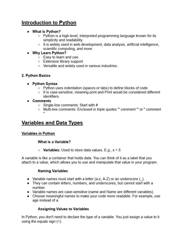 Introduction To Python | PDF