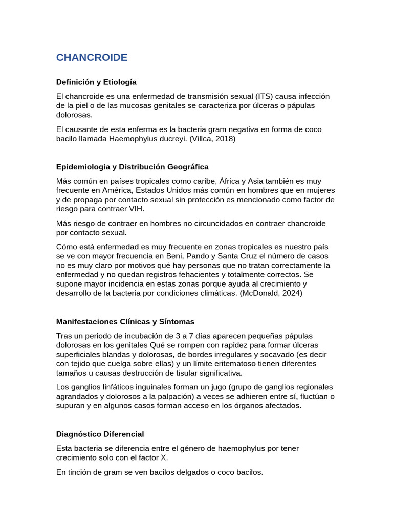 Chancroide: Definición y Etiología | PDF