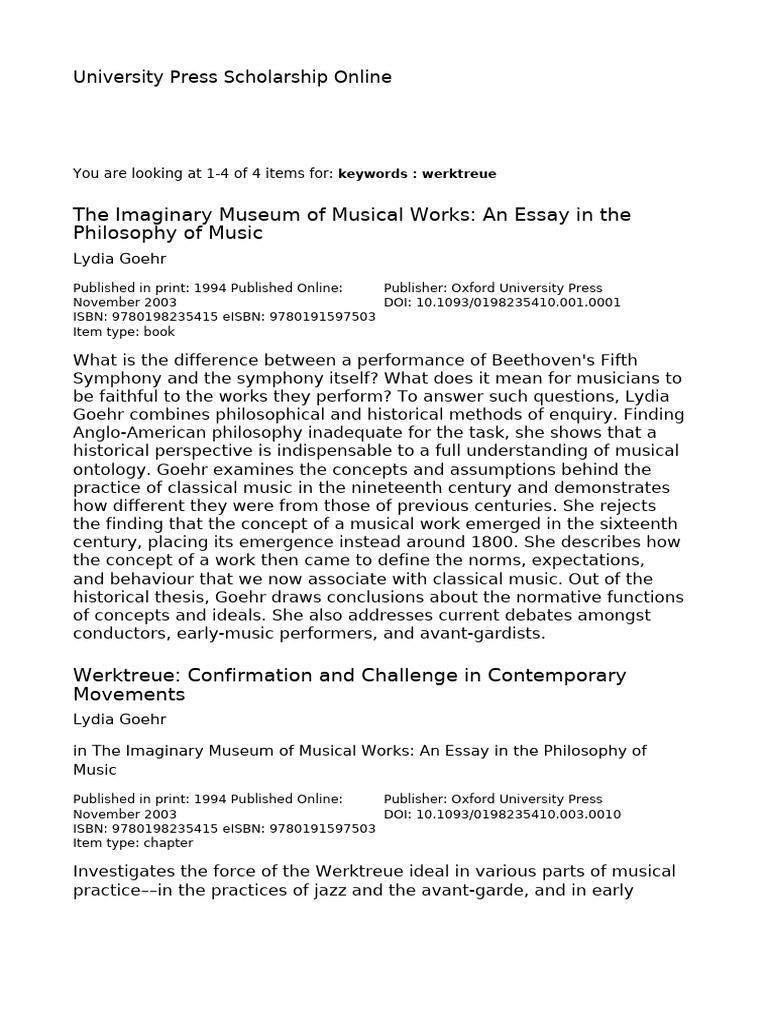 Lydia Goehr - The Imaginary Museum of Musical Works | PDF