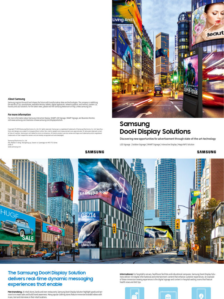 Samsung DooH Display Solution Catalog 190424 v1 2p | PDF
