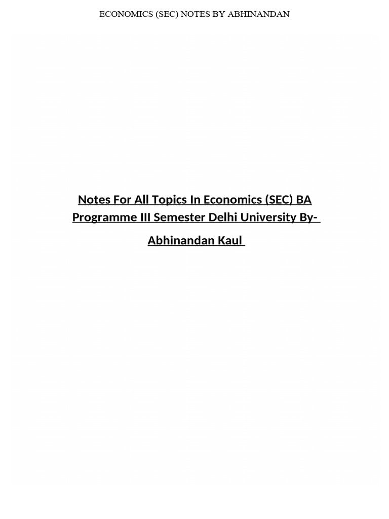 Economics (SEC) Notes BA Programme | PDF
