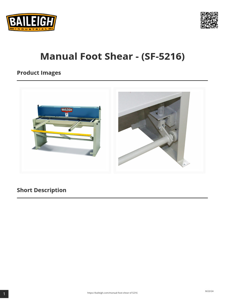 Manual Foot Shear SF 5216 | PDF