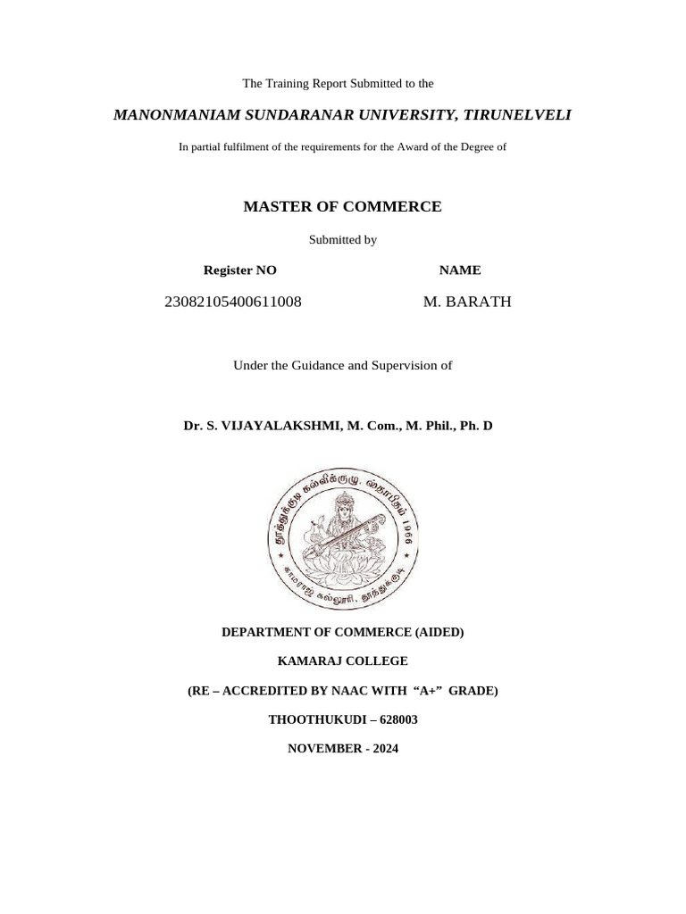 Barath Internship Report | PDF