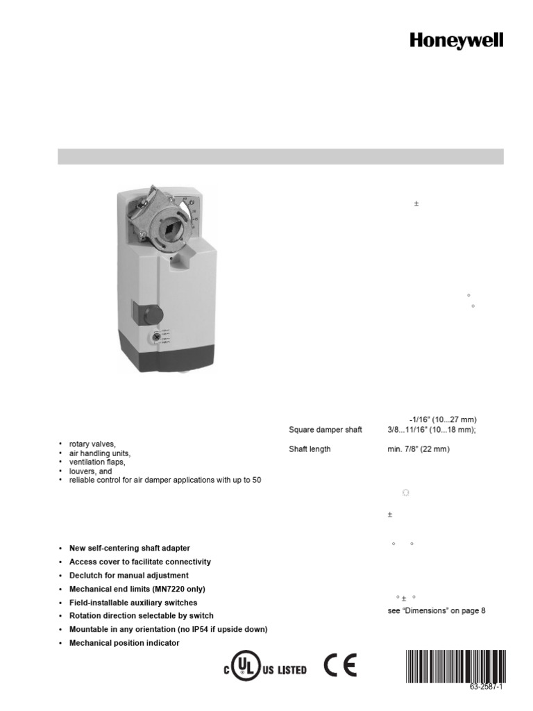 Honeywell - Actuadores N20 - N34 | PDF