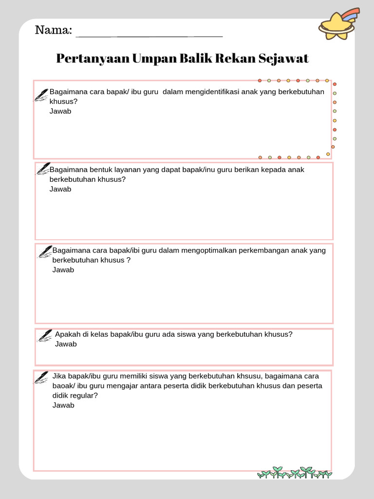 Soal Refleksi Teman Sejawat | PDF
