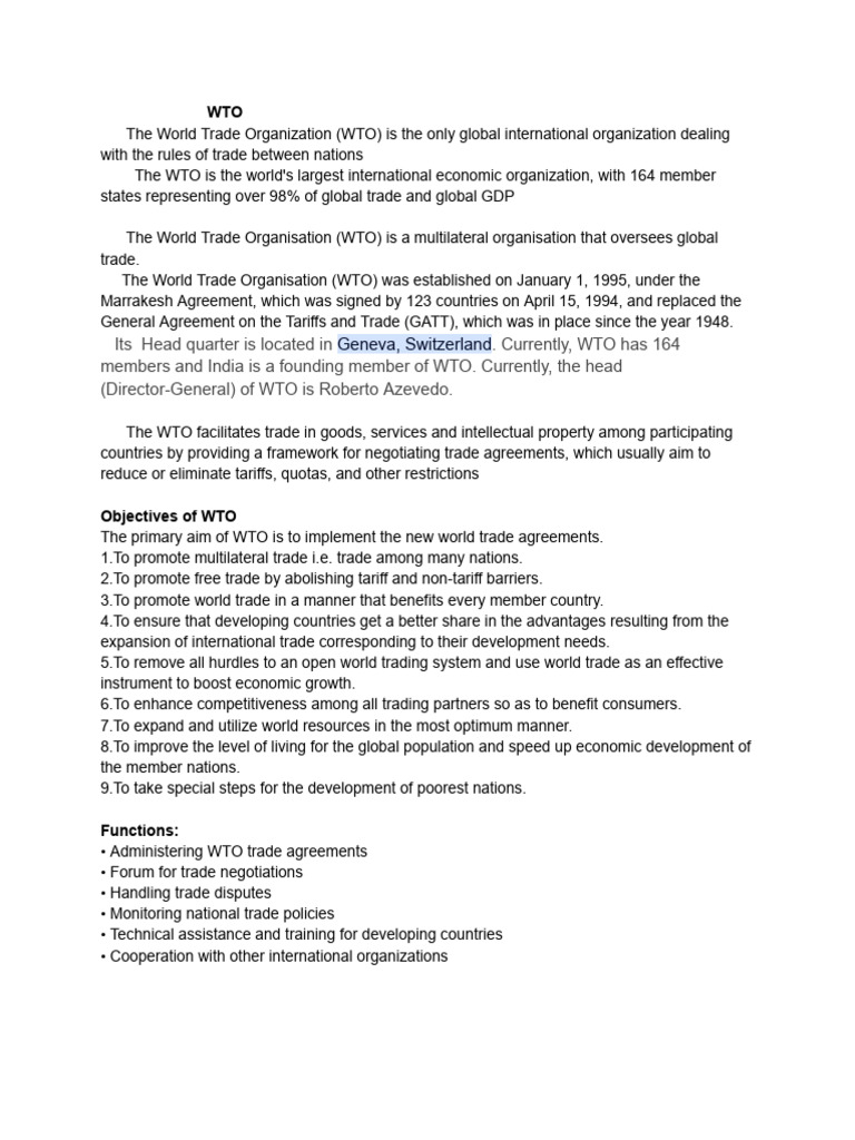 WTO | PDF