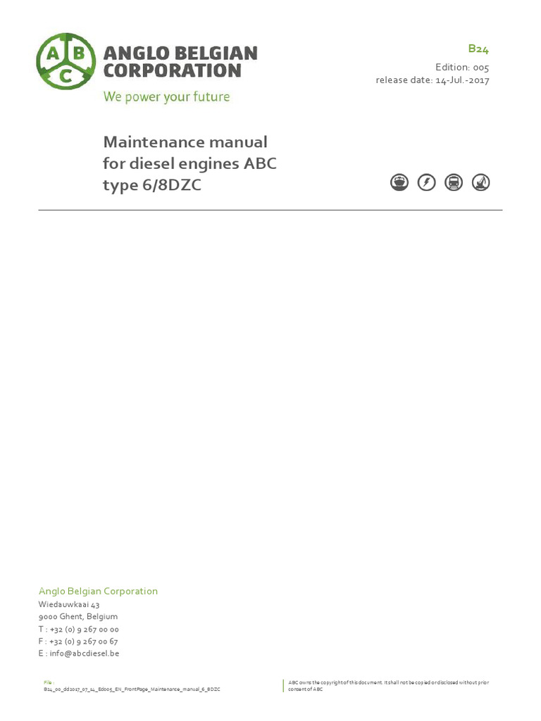 ABC 6 8DZC B34 Maintenance Manual | PDF | Piston | Engines