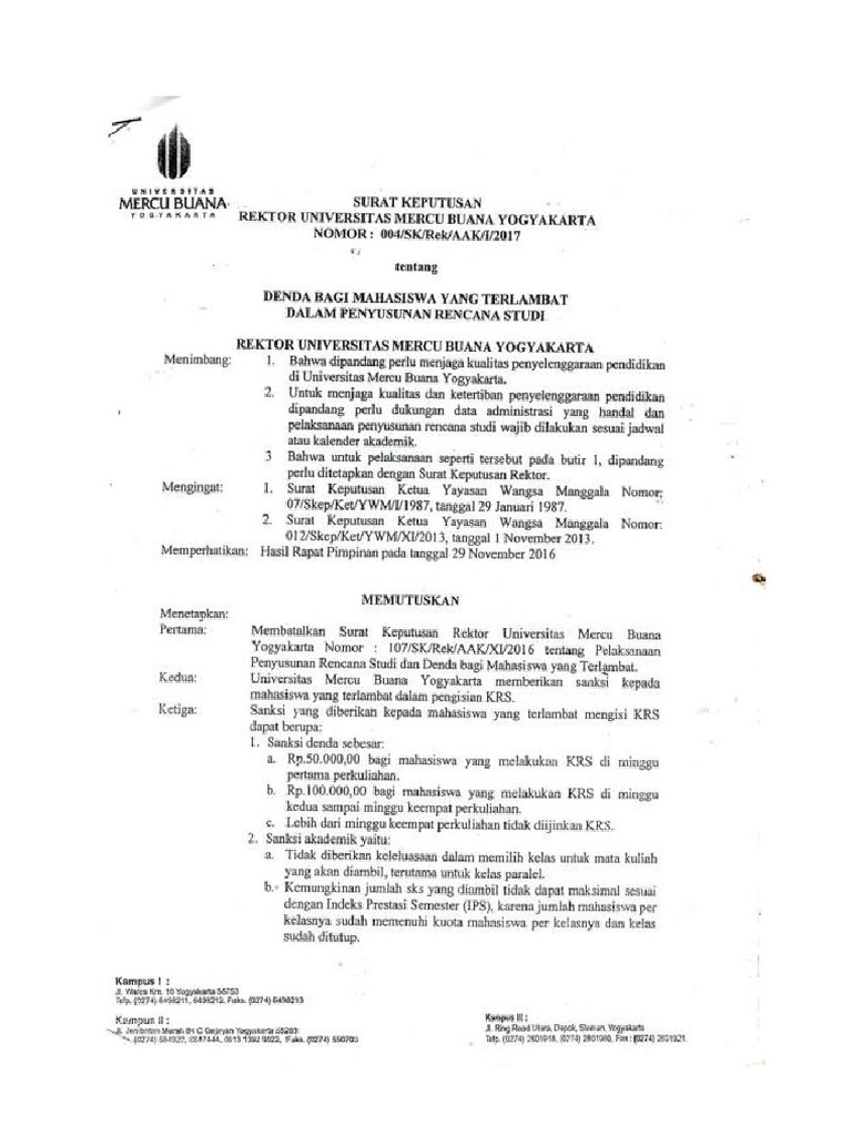 SK Keterlambatan KRS | PDF