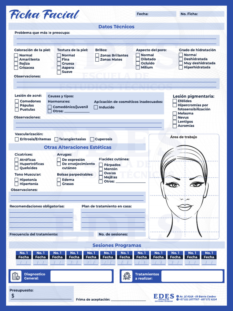 Ficha Tecnica Facial EDES | PDF