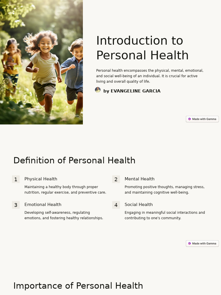 Introduction To Personal Health | PDF
