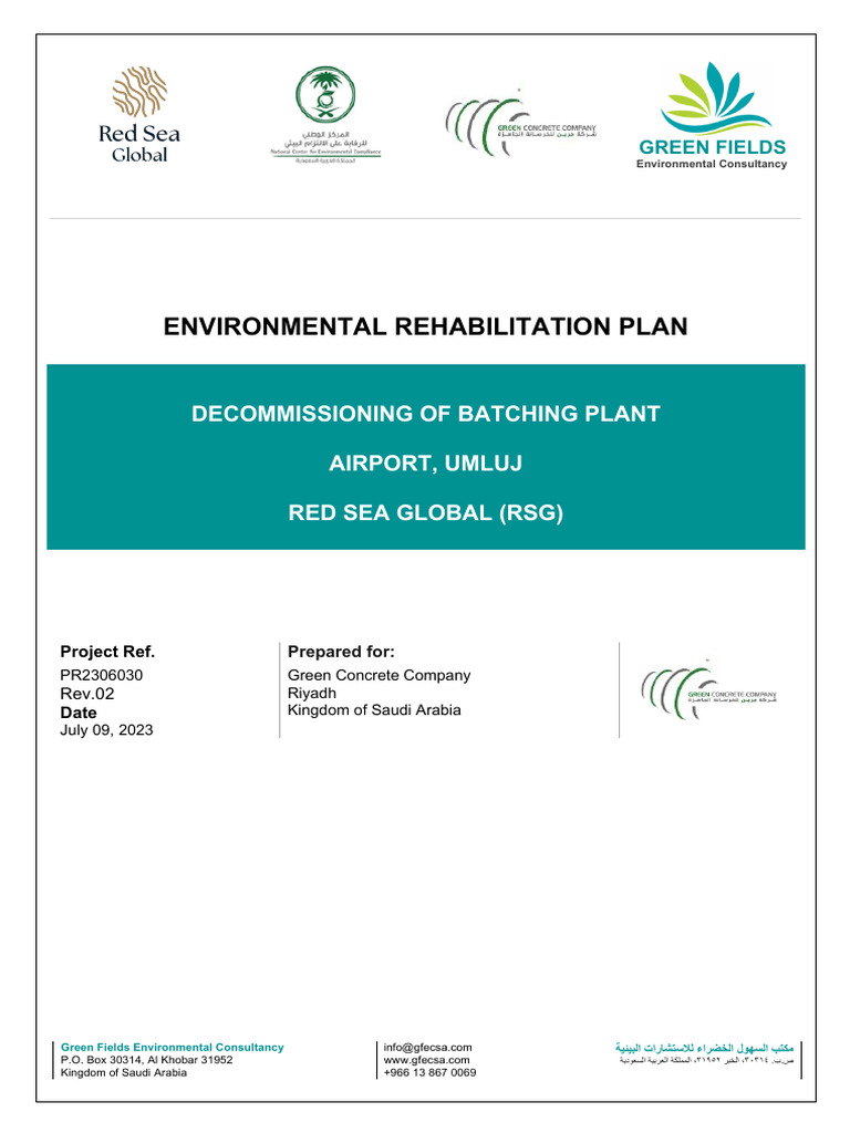 Environmental Rehabilitation Plan - Batching Plant - Rev.02 | PDF
