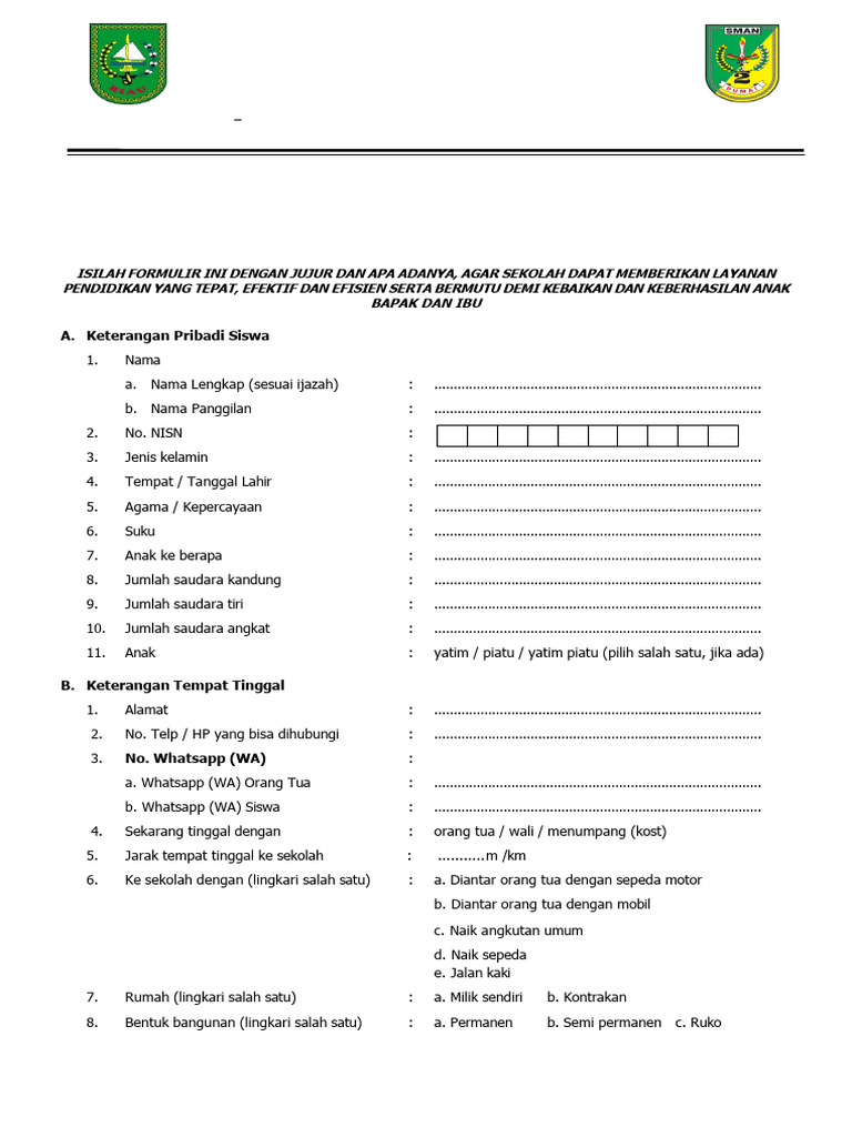 Formulir Daftar Ulang PPDB 2024 | PDF