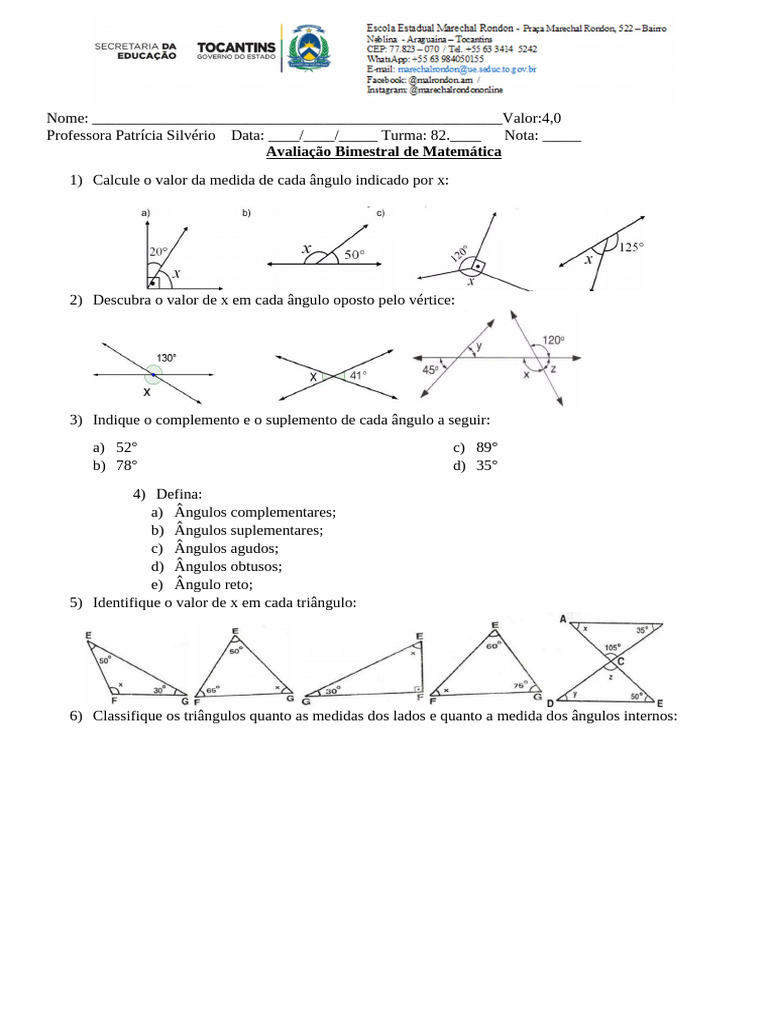 ativi bimestral mat 8 anos | PDF