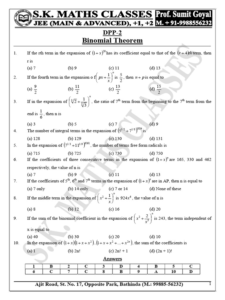 Binomial Theorem 2 | PDF