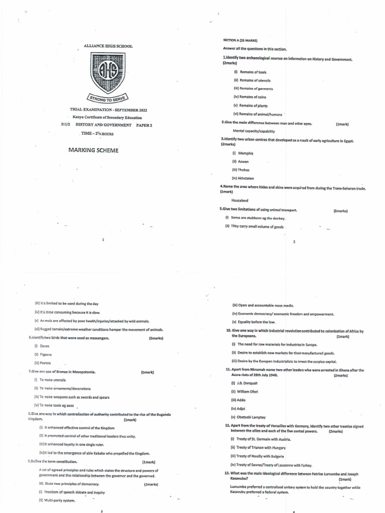 History and Government Paper 2 MS | PDF