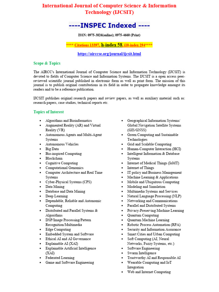 IJCSIT | PDF | Artificial Intelligence | Intelligence (AI) & Semantics