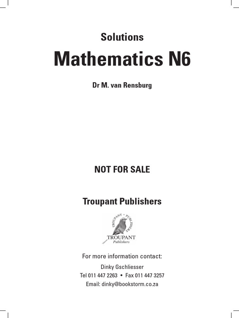 Mathematics N6 - DR M Van Rensburg | PDF