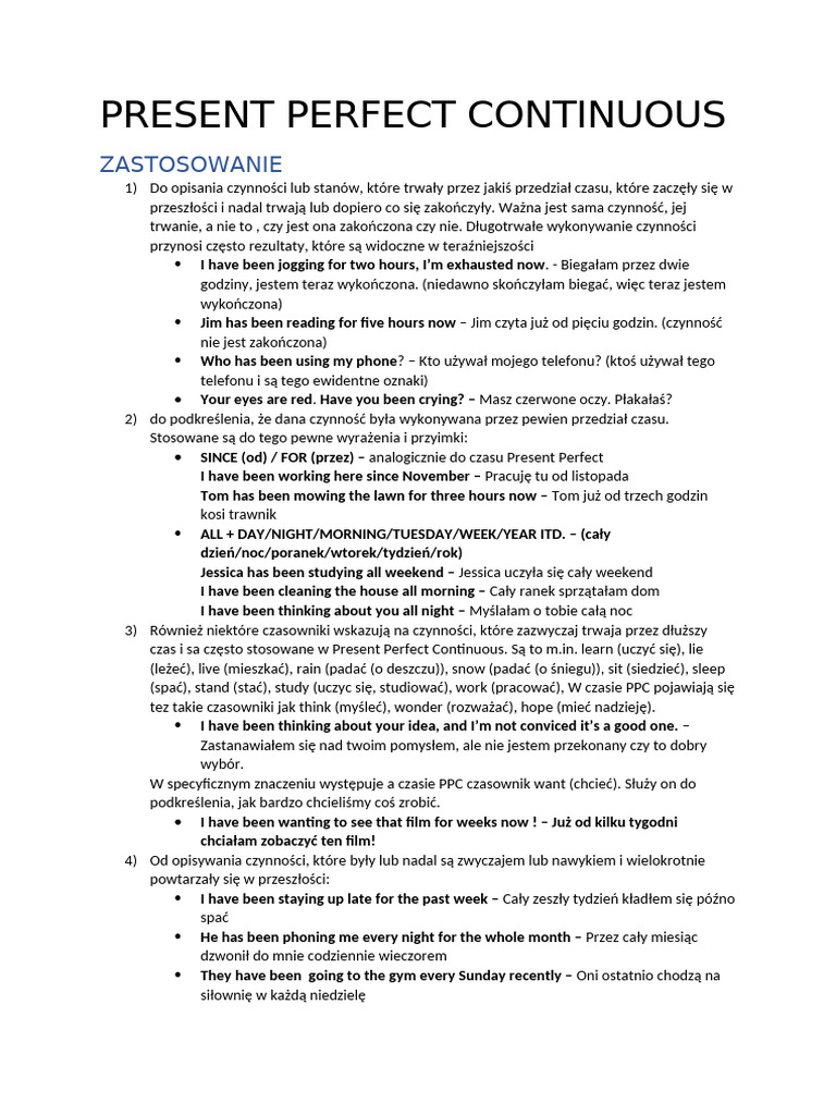 Present Perfect Continuous | PDF