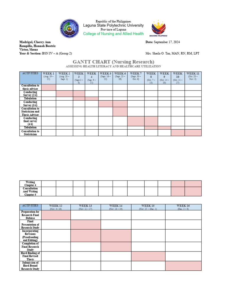Gantt Chart 1st Semester | PDF