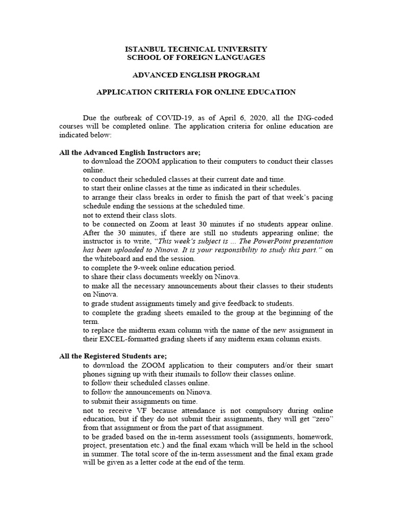 Application Criteria for Online Education | PDF