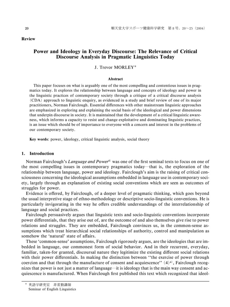 Power and Ideology in Discourse Analysis | PDF | Linguistics | Ideologies