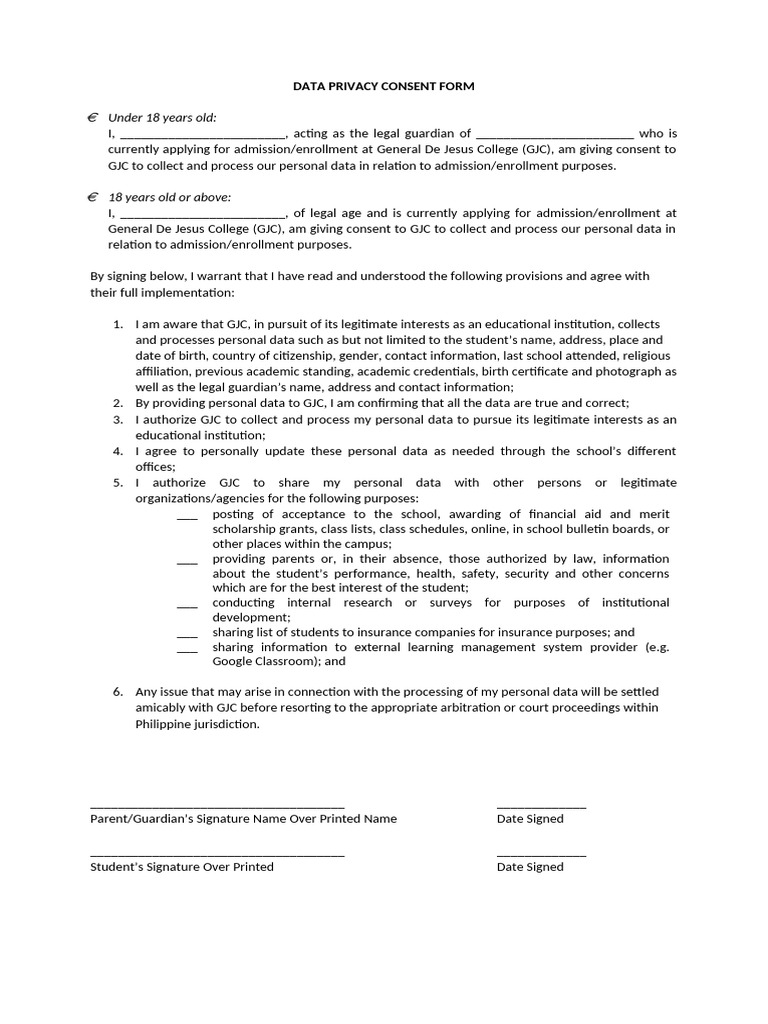 DATA PRIVACY CONSENT FORM Edited Draft | PDF