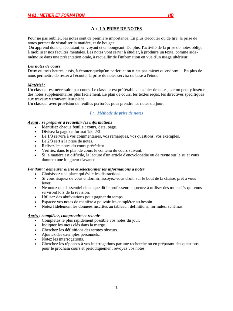 Metier Et Formation HB - BOUCHRA | PDF