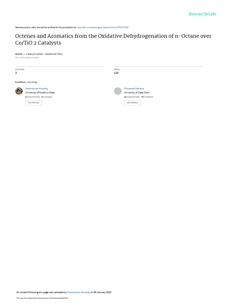 Catalysis Letters Publication N - Gounden | PDF | Catalysis | Chemical ...