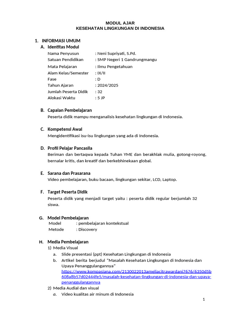 MA1.9.19 - Kesehatan Lingkungan Di Indonesia - Neni Supriyati | PDF