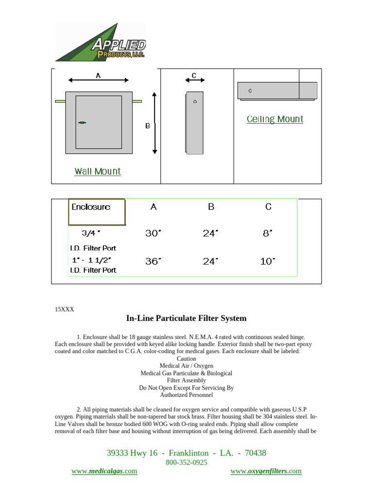 Particulate Filter Spec 8603 | PDF