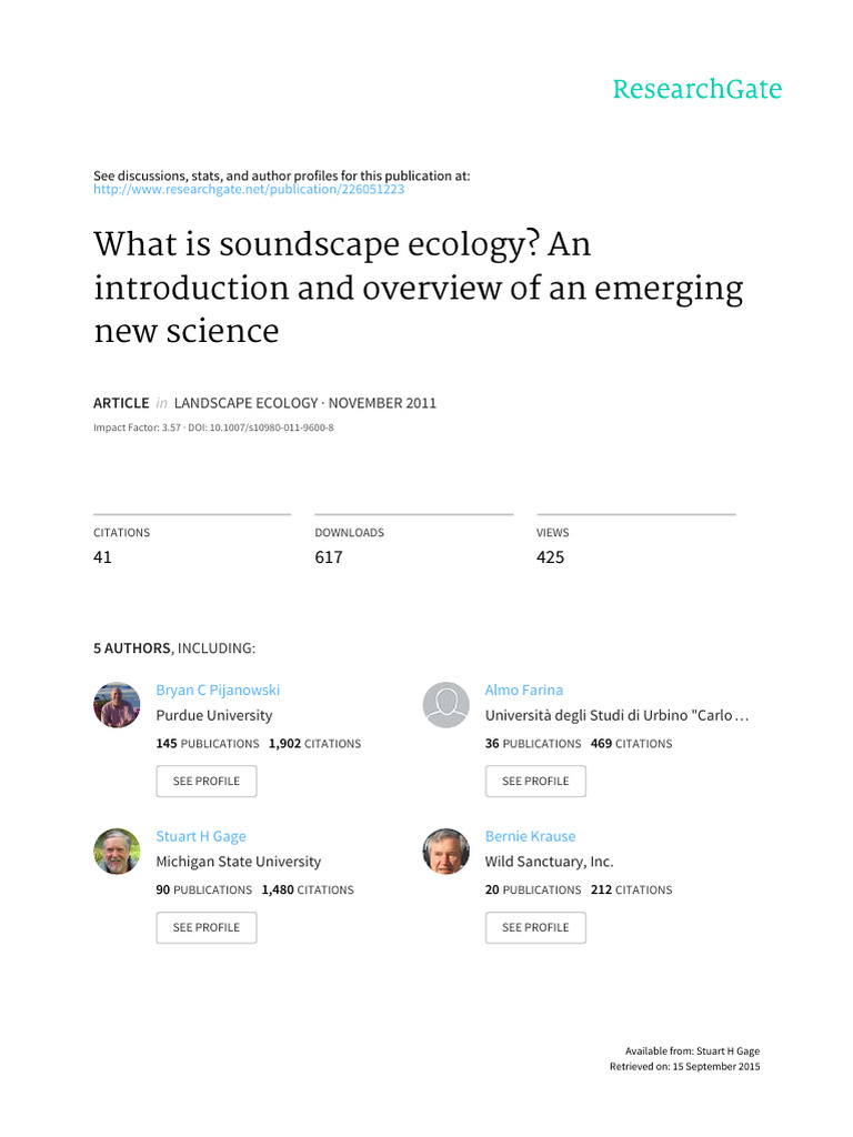 2011 - What - Is Soundscape - Ecology | PDF