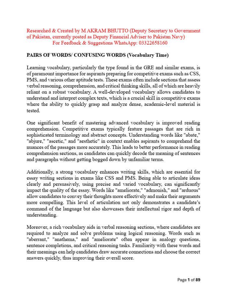 Pairs of Words - Confusing Words | PDF