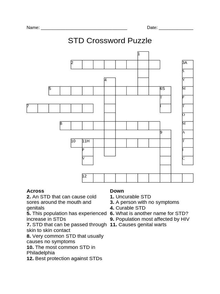 STD Crossword Puzzle 13694b 62f7b2f4 | PDF